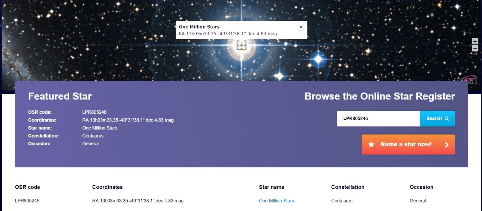 Star register; register a star and view your star in the Online Star ...