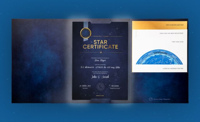 The White and Blue Star Certificate - Online Star Register